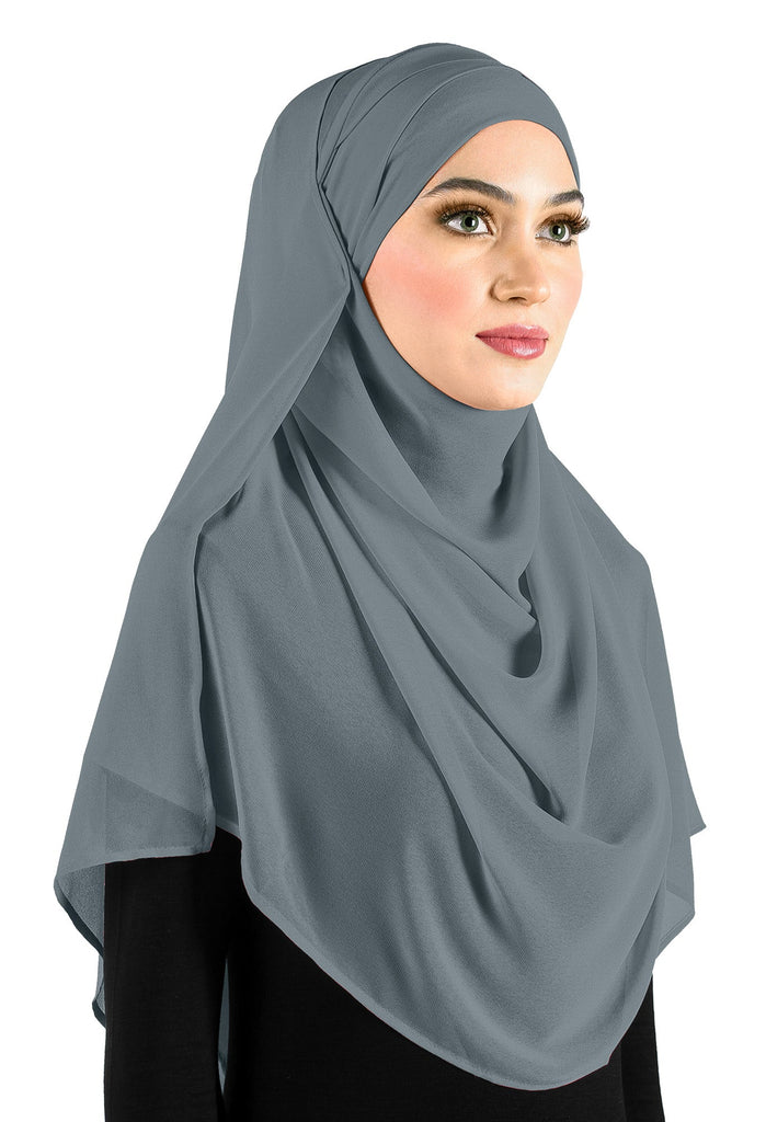 Chiffon Wrap Hijab Headscarf with Caplet & Sashes to Tieback MADE IN T ...
