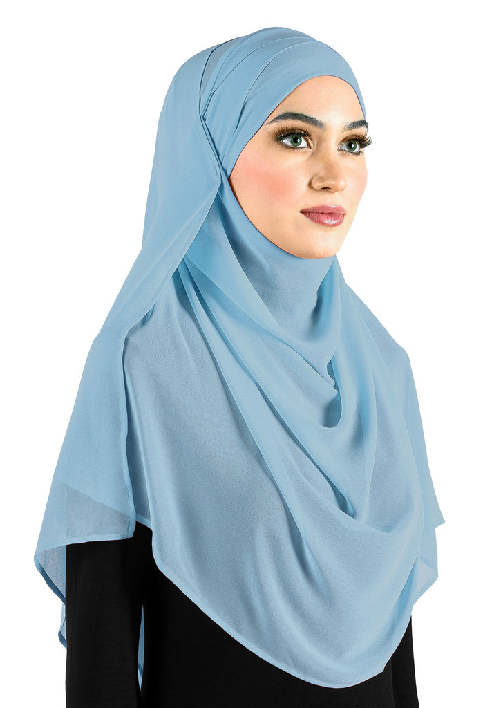 Chiffon Wrap Hijab Headscarf with Caplet & Sashes to Tieback MADE IN T ...