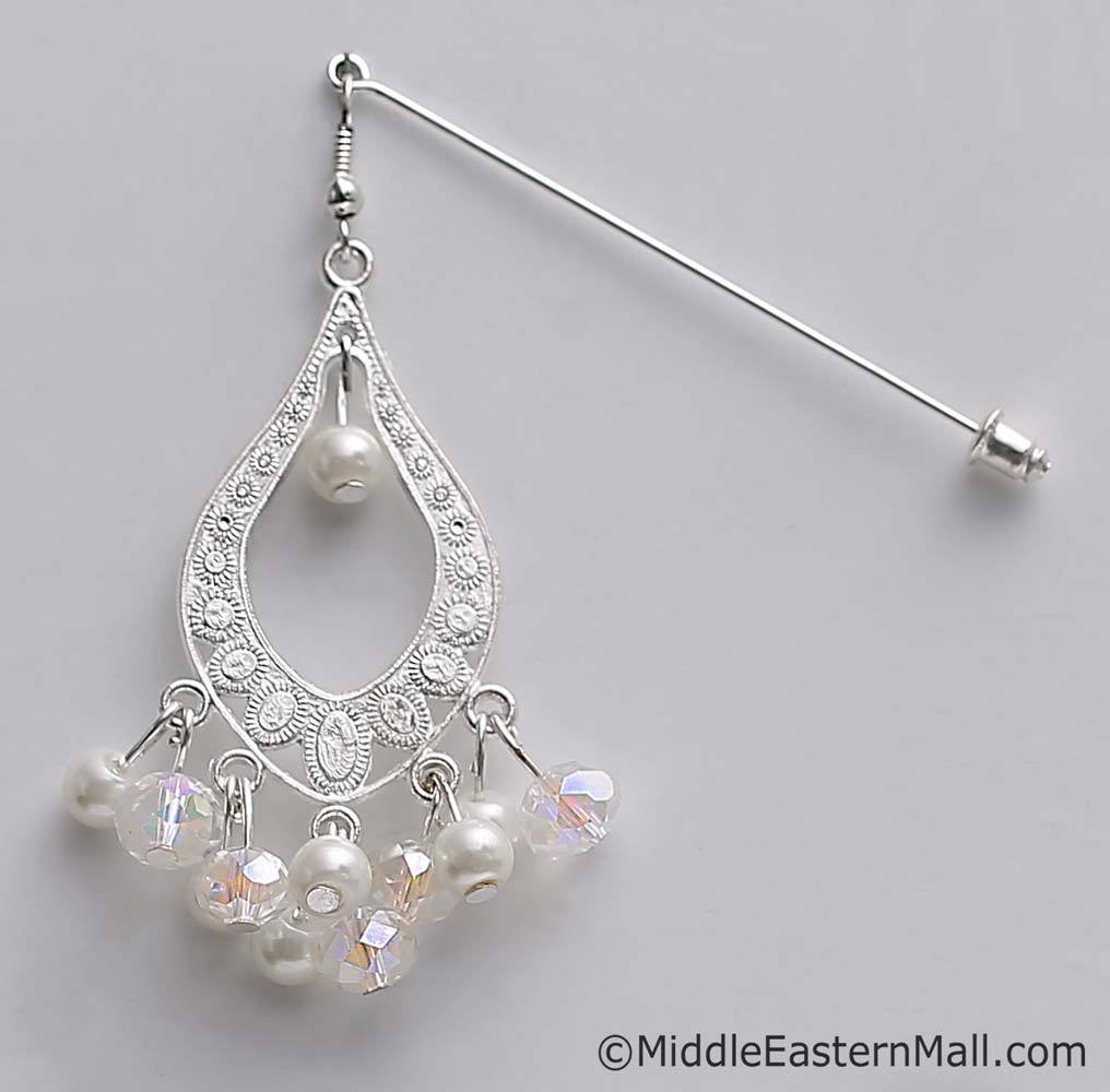 Essence of Lebanon Hijab Pin # 15 in White Silver tone – MiddleEasternMall